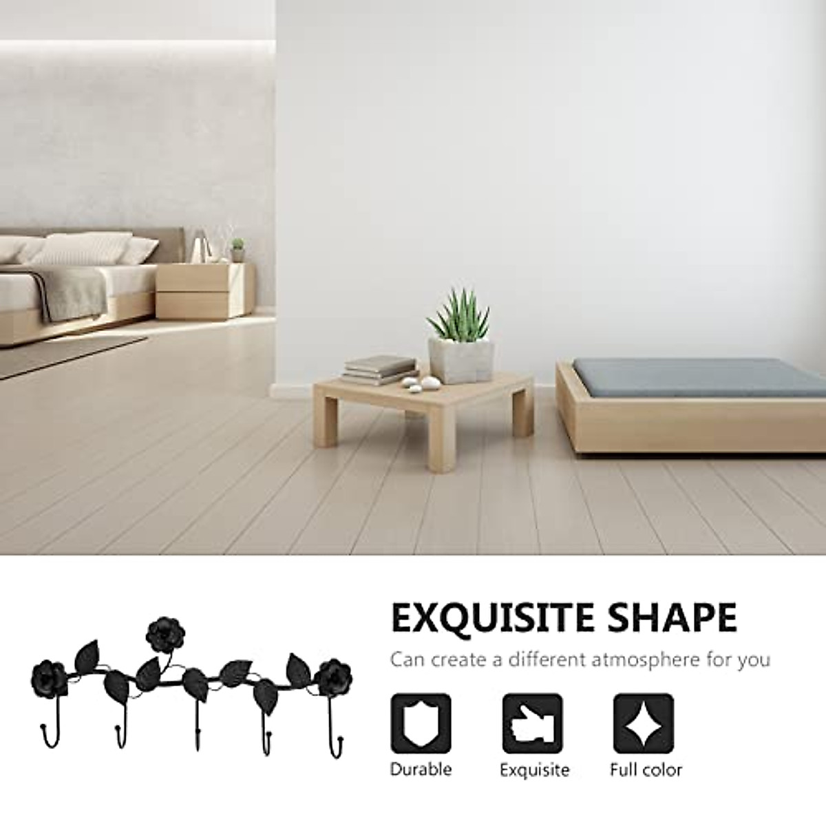 Zerodeko Iron Art Wall Hook Door Back Hook Storage Rack Rose Flower Hook Towel Hook Holders Wall Mounted Hanger Coat Rail Rack Hat Hooks Organizer Black Coat Hook Rack