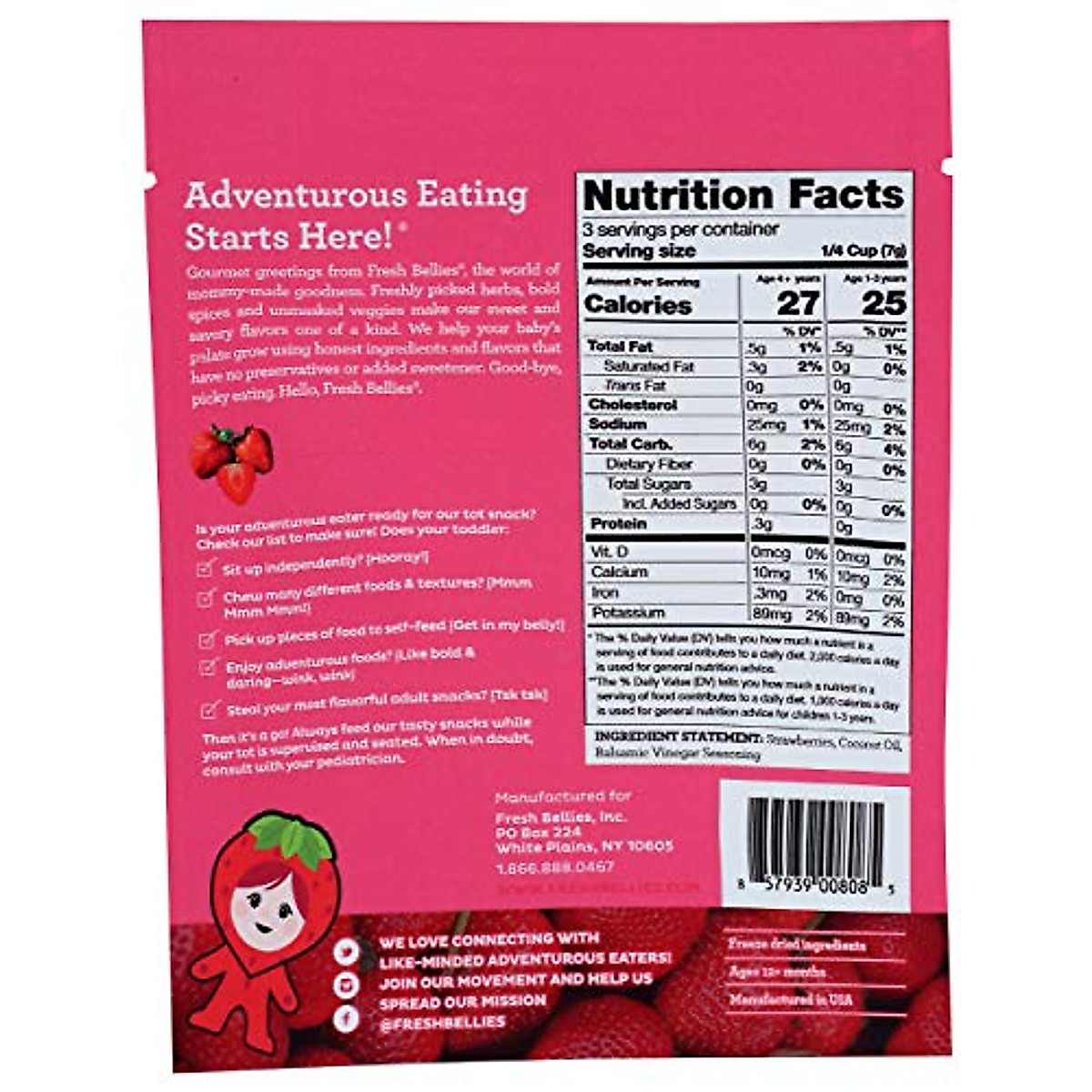 FRESH BELLIES Strawberry Feels Forever Strawberries and Balsamic Snack, 0.75 OZ