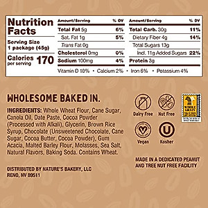 Nature’s Bakery Double Chocolate Brownie Bars, Whole Grains, Dates, and Cocoa, Plant Based, Dairy-Free, Snack Bar, 6 Count (Pack of 6)