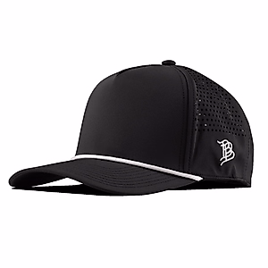 Branded Bills Bare Curved 5 Panel Rope Hat, Black, Fits 7-7 7/8, Flexfit Sweatband, Adjustable Snpaback, Fitted Style | Lightweight, Comfort Stretch, & Quick Dry Baseball Cap