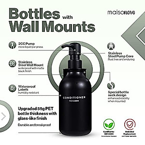 MaisoNovo Shampoo Dispenser for Shower Wall 3 Chamber, Soap Holder for Shower Wall, Self-Adhesive Wall Mount Toothbrush Holder, (3 Bottles, 2 Razor Holders, 1 soap Holder)