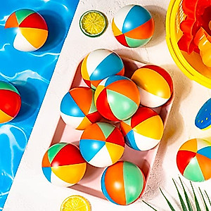 CLESDF Mini Beach Stress Balls, 9Pcs Rainbow Relief Stress Ball, Swimming Pool Game Toy Foam PU Balls for Hawaiian Beach Birthday Party Favor