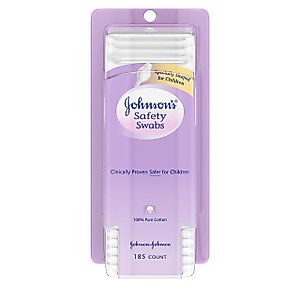 Johnson's Safety Ear Swabs for Babies and Children made with Non-Chlorine Bleached Cotton for a Gentle Clean, 185 ct (Pack of 2)