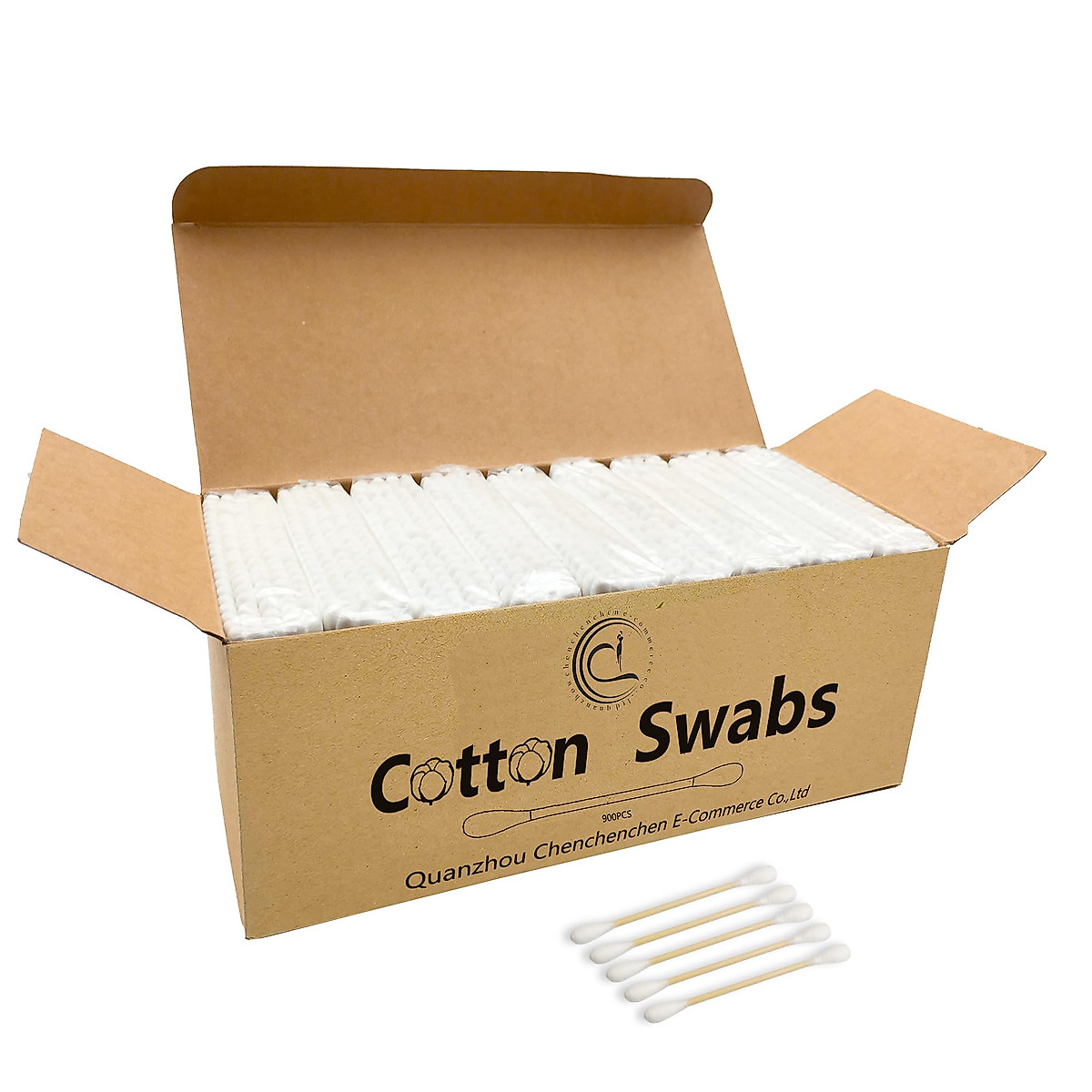 Cotton Swabs with Wooden Sticks/Double Tipped Natural Bamboo Cotton Buds 900pcs