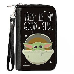 Buckle-Down Women's PU Zip Around Wallet Rectangle-Star Wars The Child, 7.5"x4.5"