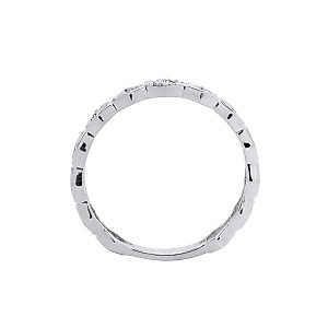 Aria Jewels Pave Diamond Hexagon Deco Minimalist Band Ring in 14K White Gold Over Sterling Silver for Women Ring Size - 8