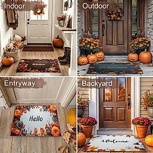 PICANOVA Pumpkin Rug Custom Text - 20x28 Inch Farmhouse Door Mat Non-Slip Rug Made in USA - Indoor Outdoor Use - Fall Holiday Decor - Pumpkin Harmony