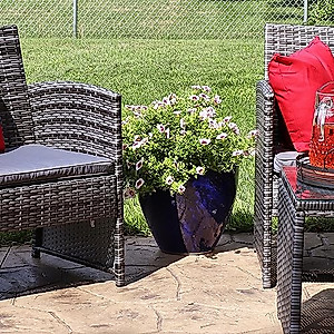 Sunnydaze Large Ceramic Planter - Indoor or Outdoor Plant Pot with Drainage Holes - Imperial Blue Glaze Finish - 13" - Resort