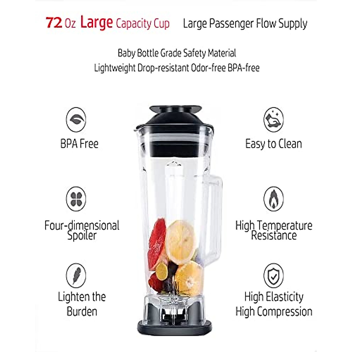HESINLY Professional Countertop Blender with 2200-Watt Base 72 Oz Jar Multifunctional Household Blender for Smoothies, Shakes & Frozen Drinks