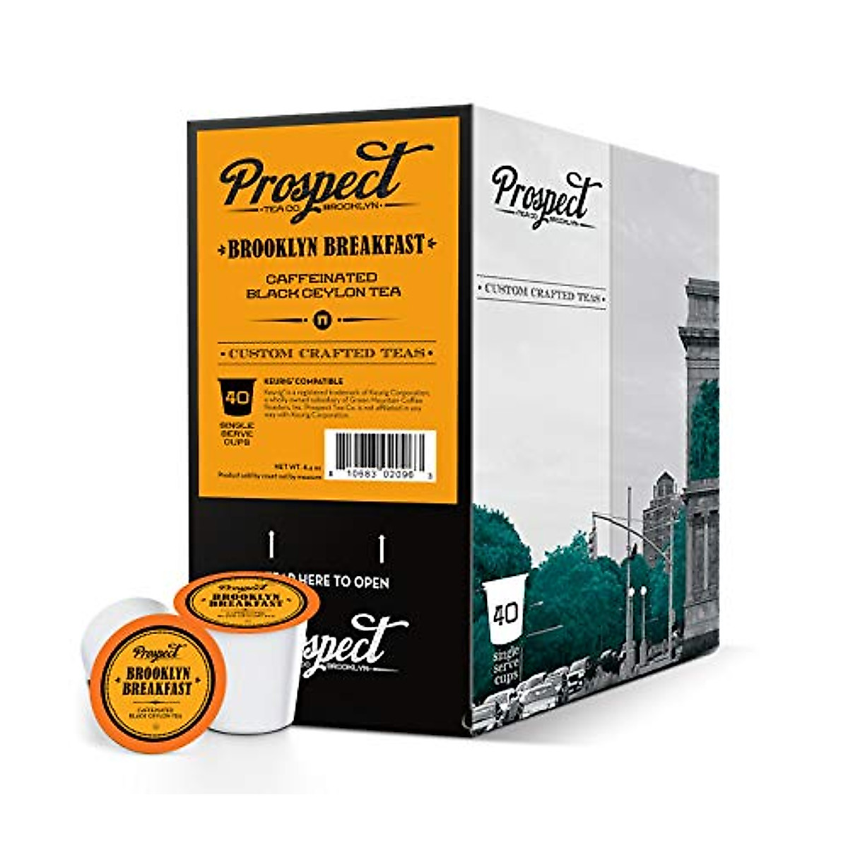 Prospect Tea Black Ceylon Tea Pods Compatible with K Cup Brewers Including 2.0, Brooklyn breakfast, 40 count