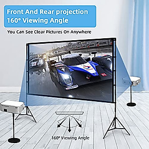 Projector Screen and Stand,Towond 120 inch Portable Projector Screen Indoor Outdoor Projector Screen 16:9 4K HD Wrinkle-Free Lightweight Movie Screen with Carry Bag for Backyard Movie Night