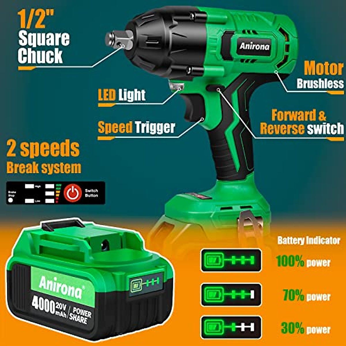 Rotary Tool Kit, Anirona 135W Corded Power Rotary Tool with 5 Variable Speed, 140pcs Accessories Rotary Multi-Tool Set for DIY Creations, Sanding, Polishing, Drilling, Engraving