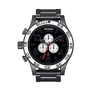 NIXON 51-30 Chrono A083 - Black/White/Gunmetal - 300m Water Resistant Men's Analog Fashion Watch (51mm Watch Face, 25mm Stainless Steel Band)