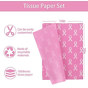 Whaline 100Pcs Pink Ribbon Tissue Paper Breast Cancer Awareness Wrapping Paper Pink Packaging Paper DIY Art Craft Paper for Charity Home Birthday Baby Shower Party Gift Decor, 14 x 20 Inch