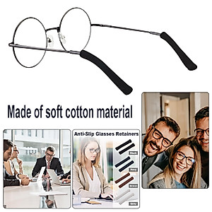 Eyeglasses Ear Cushions with Cotton Fabric , Soft Knitting Eyewear Retainer Temple tips, Anti-Slip Elastic Comfort Glasses Ear Cushion Grip for Sunglasses Eyeglasses Reading Glasses(2 Pairs Black)