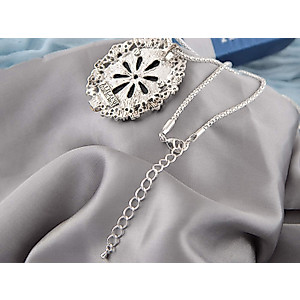 Alilang Gunmetal Tone Grey Crystal Rhinestones Cameo Lady Victorian Maiden Pendant Necklace