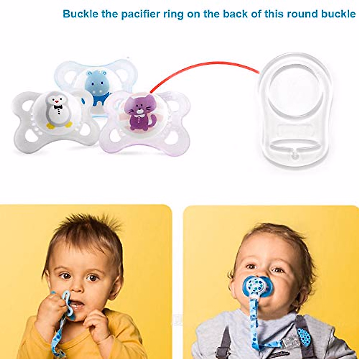 Sutoyuen 10 Clean Food Grade BPA Free Transparent Silicone Adapter Rings Holder for Button Style Maam Dummy Baby Pacifier Soother Teething Ribbon Clip