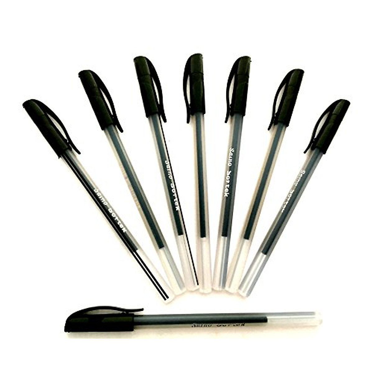 20 X Saino Softek Smooth Writing Black INK Ball Point Pens (Non Refillable) Direct Ink Fill Technology gives you perfect ink flow for smoothest writing, Black, 20 count