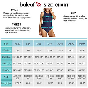 baleaf Retro One Piece Swimsuits for Women, Modest Full Coverage Padded Push Up Longline Bathing Suits Dark Blue L