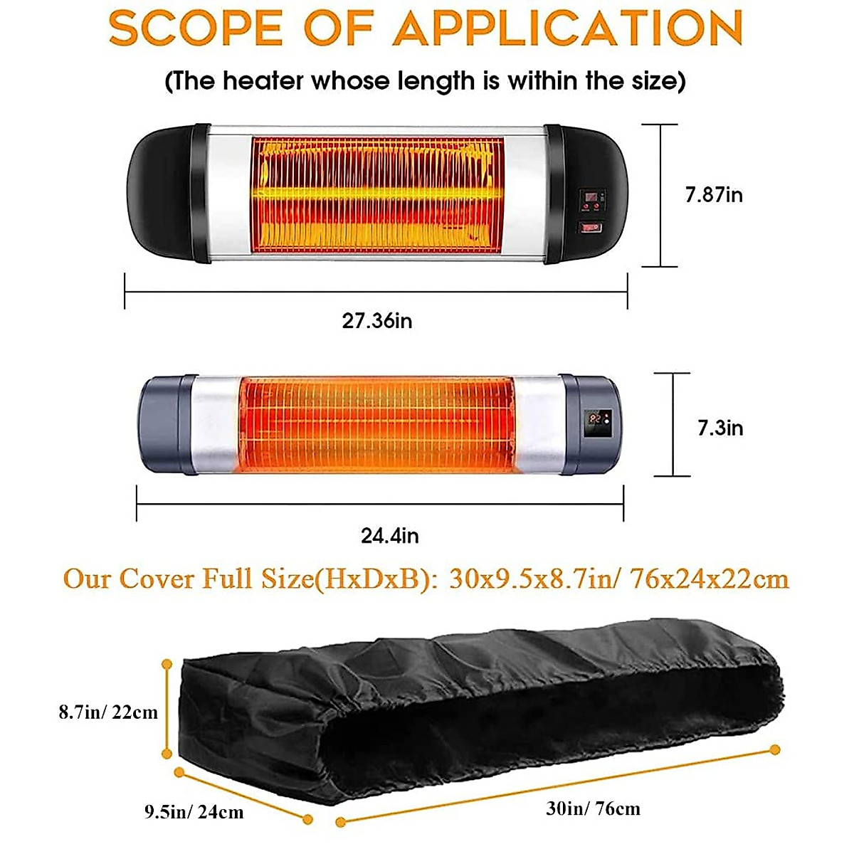 Wall-Mounted Patio Heater Cover Skyour Waterproof Dustproof Electric Infrared Heater Protector Dust Covers Fit for Indoor Outdoor Garage Backyard Hanging Heaters (Black)