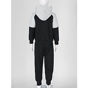 Jugaoge Kids Boys Hoodie Sweatshirts and Sweatpants Jogger Set 2 Pieces Tracksuit Sweatsuit Fall Outfit Black 7-8 Years