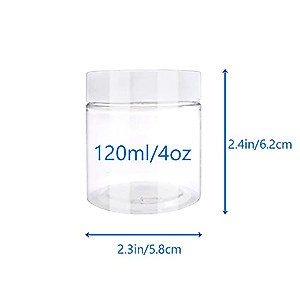 Cshangzei 20Pcs 4oz Clear Plastic Slime Containers,Round Wide-Mouth Storage Jars,Refillable Container for Slime,Cosmetic,Lotion,Candy,Craft,White Lids