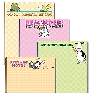 Cute Humorous Notepads - 4 Assorted Funny Note Pads