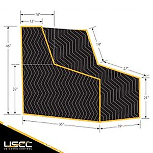 US Cargo Control Heavy Duty Quilted Cover for Chair/Recliner - Black/Yellow Furniture Pad for Moving and Storage - 39 Inches x 46 Inches - Cotton/Polyester Blend - 9 Pounds - Washable, Reusable