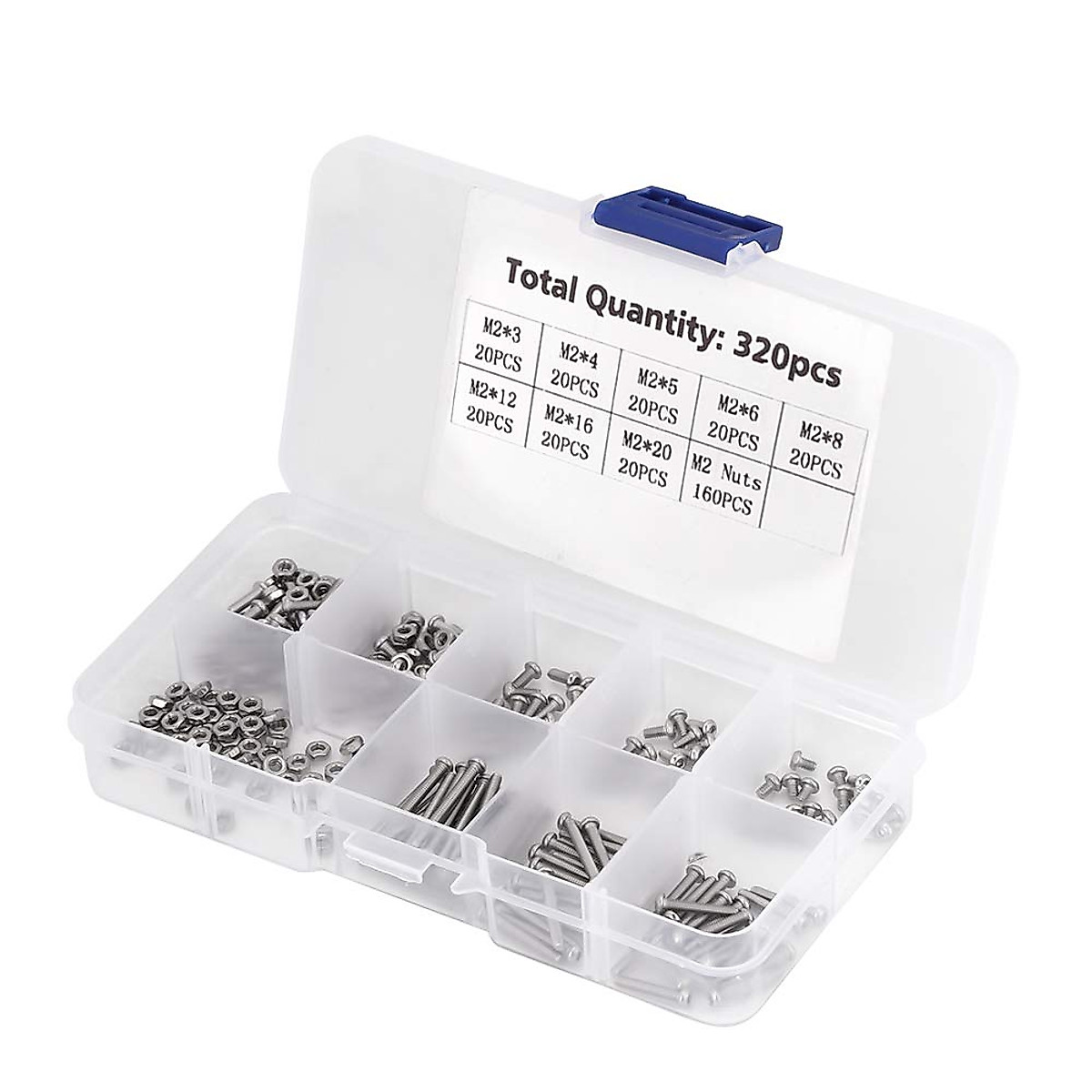 Screws Set-320pcs M2 Machine Screws Set Fasteners for Laptop/Hard Disk/Keyboard/Phone/PC
