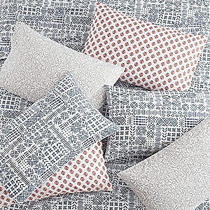 Indigo Ink - Full Size Sheet Set, 4-Piece Boho Floral Damask Patterned Bedding, Soft & Wrinkle Resistant (Tufted Medallion Collection, Grey)