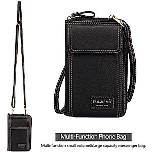 Ladies fashion casual shoulder messenger bag mid-length clutch bag large capacity mobile wallet (Color : Black, Size : One size)