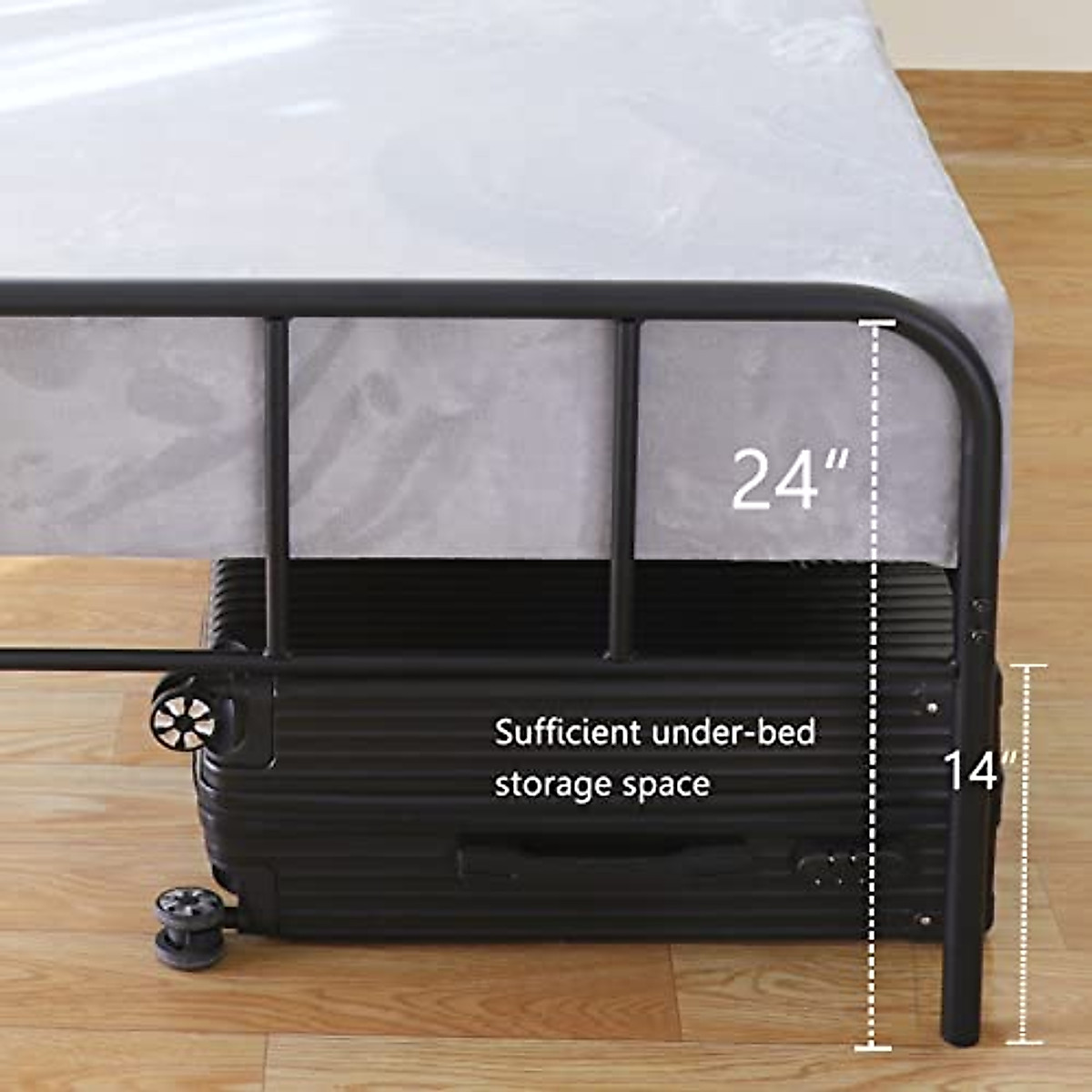 HOMWAYART Twin Bed Frame with Headboard, 14 Inch High Metal Bed Frames No Box Spring Needed,Noise-Free,Easy Assembly-Black (Twin)