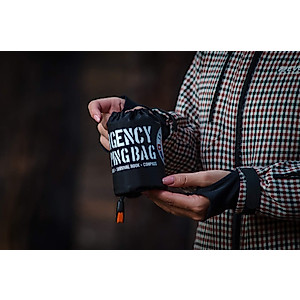 Emergency Portable Sleeping Bag Reflective Bivy Sack Mylar Thermal Survival Kit Emergency Preparedness for Camping Extreme Cold - Includes Whistle Compass and Survival Hook Emergency Go Bug Out Bag