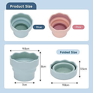 FLEXMAN Collapsible Paint Brush Washer, Portable Silicone Washing Bucket Brush Holder for Camping, Hiking, Watercolor Oil Painting, Pen Wash Container (Blue)