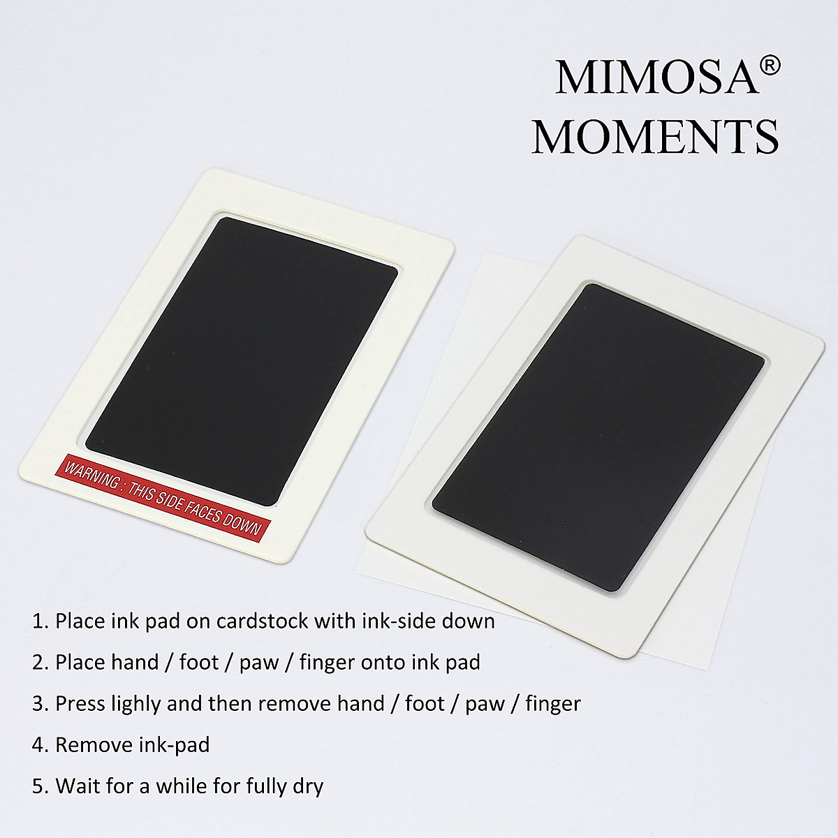 MIMOSA MOMENTS Set of 2 Mess-Free Clean Touch Ink Pads for New-Born Baby Handprint, Footprint and Pet Paw Print (Black)