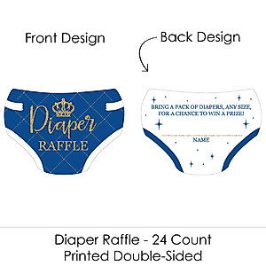Big Dot of Happiness Royal Prince Charming - Diaper Shaped Raffle Ticket Inserts - Baby Shower Activities - Diaper Raffle Game - Set of 24
