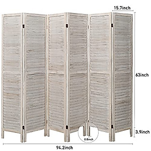 ECOMEX 6 Panel Louver Wood Room Divider 5.6ft.Tall Folding Privacy Screen Panels, Room Divider Wall, Divider for Room Separation, Partition Room dividers and Effectively Block Sight(White)