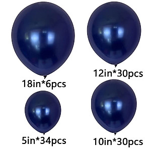 100 Pack Navy Blue Balloons Different Sizes 18/12/10/5 Inch Party Balloon Kit Chrome Round Pearl Dark Blue Balloons for Wedding Graduation Baby Shower Birthday Christmas Party Decoration (Navy Blue)