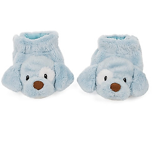 Baby GUND Spunky Puppy Rattle Booties Plush Baby Infant Shoes, Blue, One Size Fits All