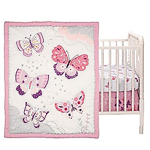 Bedtime Originals 3 Piece Crib Bedding Set, Butterfly Kisses, Multicolor