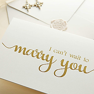 MarHermoso I Can't Wait to Marry You Wedding Day Card, to Your Bride or Groom, Gold Foil Notecard Love Note Before I Do(No.3)