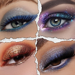 Tintark Galactic Assemble Eyeshadow Palette 14 Colors Glitter Shimmer Metallic Eye Shadow Pallet Brown Blue Galaxy Eye Makeup Palettes Create Space-like Eyes Make up Vegan & Talc Free