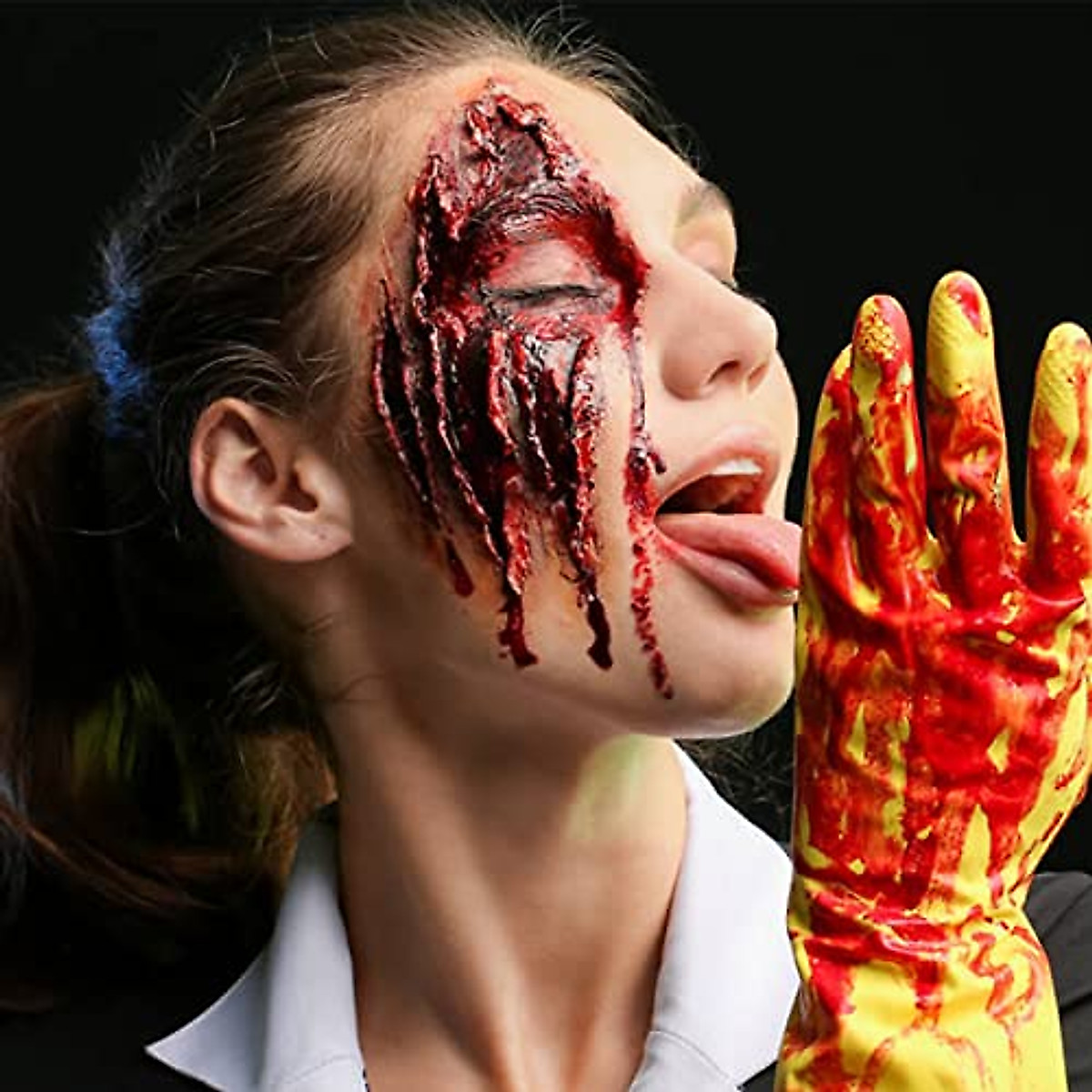 DE'LANCI Fake Blood Scab, 2 Pcs Coagulated Blood Gel Washable, Realistic Scar Blood Halloween SFX Makeup on the Face/Body, Prefect Zombie Vampire Monster Cosplay Stage Blood Clothes - 60g (2.12 oz)