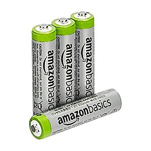 Amazon Basics 4-Pack Rechargeable AAA NiMH High-Capacity Batteries, 850 mAh, Pre-Charged