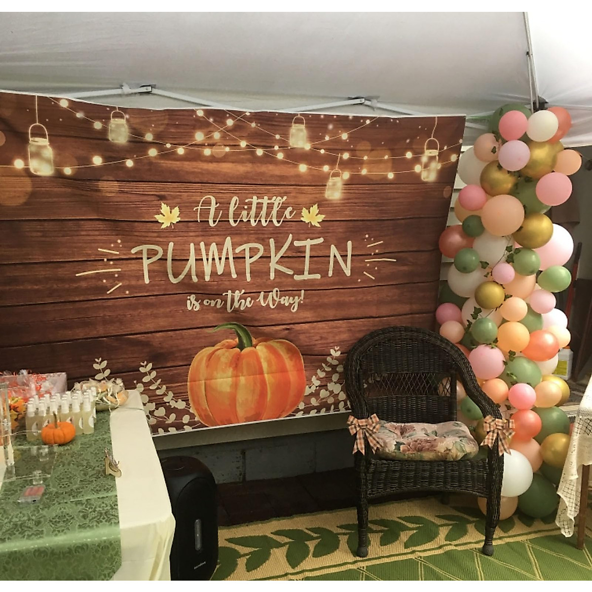 Avezano Little Pumpkin Baby Shower Backdrop Orange Pumpkin Patch Baby Shower Background Autumn Fall Rustic Boy Girl Sprinkle Baby Shower Backdrops Decorations 7x5ft