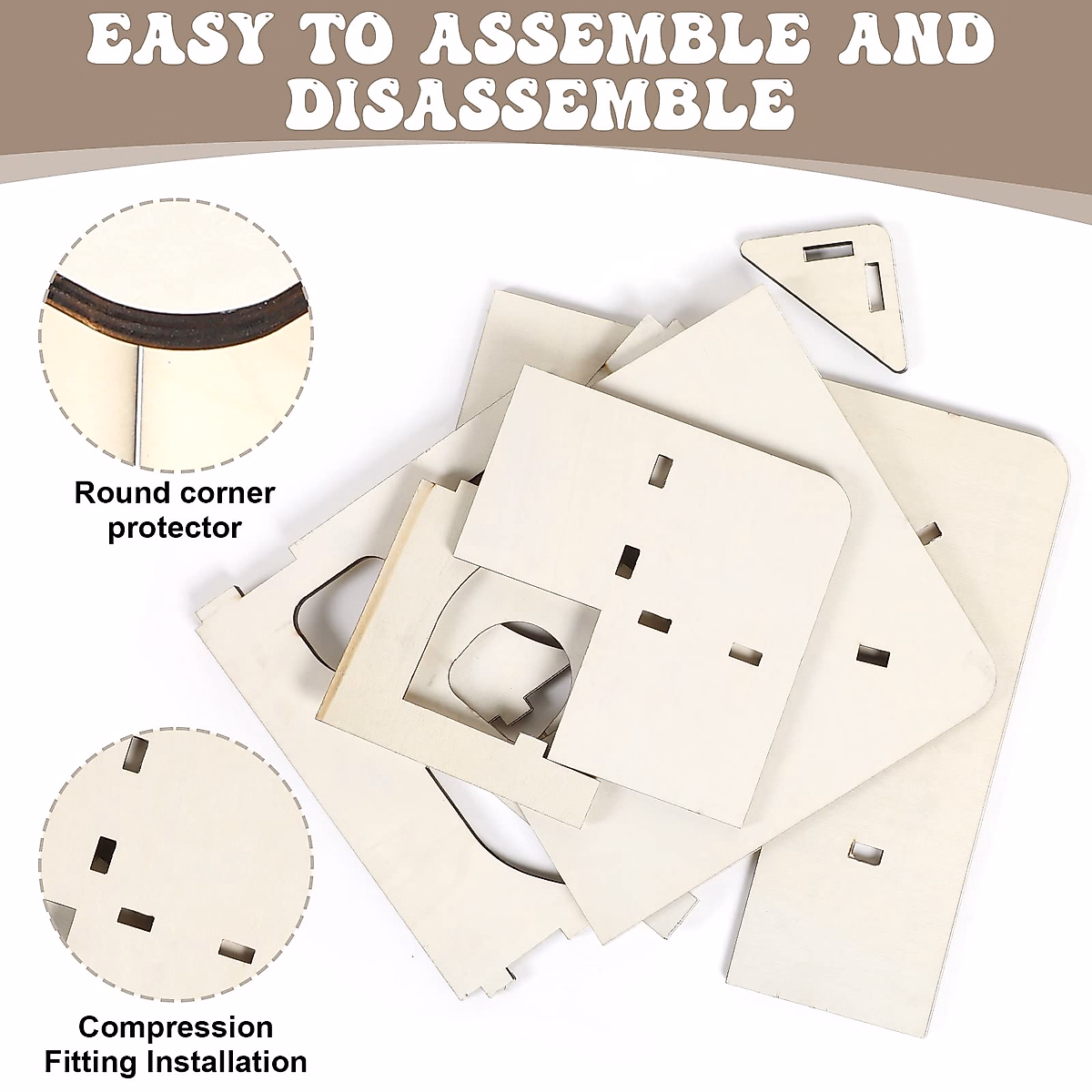 3-Tier Retail Table Display Stand Portable Retail Wooden Display Riser Straight Display Racks for Craft Shows Farmers Markets Countertop Cupcakes Jewelry Small Products Display (White,1 Pack)
