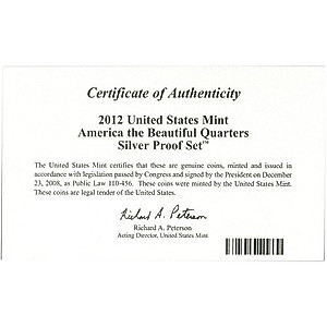 2012 S US Mint Quarters Silver Proof Set