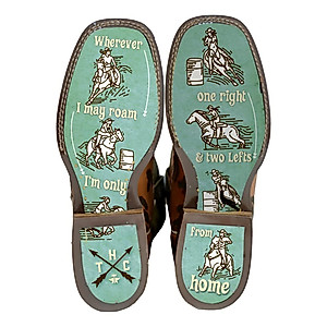 Tin Haul Women's Wild Rags Western Boot Broad Square Toe Tan 7 1/2 M