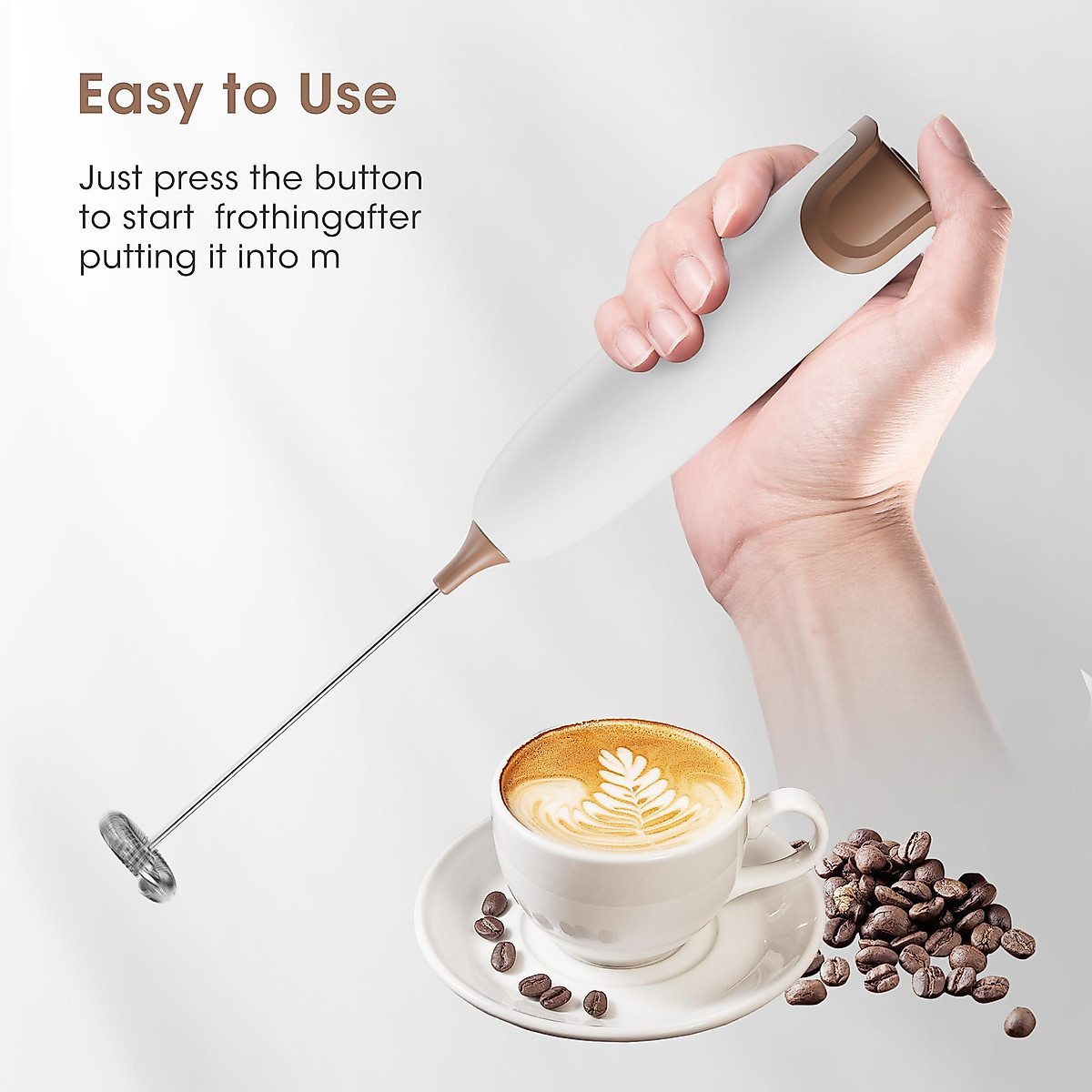 HeTian Handheld Electric Milk Frother, Battery Operated Froth Maker, Mini Blender & Electric Blender Coffee Milk Frother Perfect for Bulletproof Coffee, Matcha, Hot Chocolate