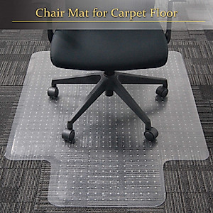 Sillamate Plastic Office Chair Mat for Carpeted Floors, 36'' x 48'' Heavy Duty Floor Mat, Eco-Friendly Series Studded Carpet Desk Chair Mats (36 inches X 48 inches)